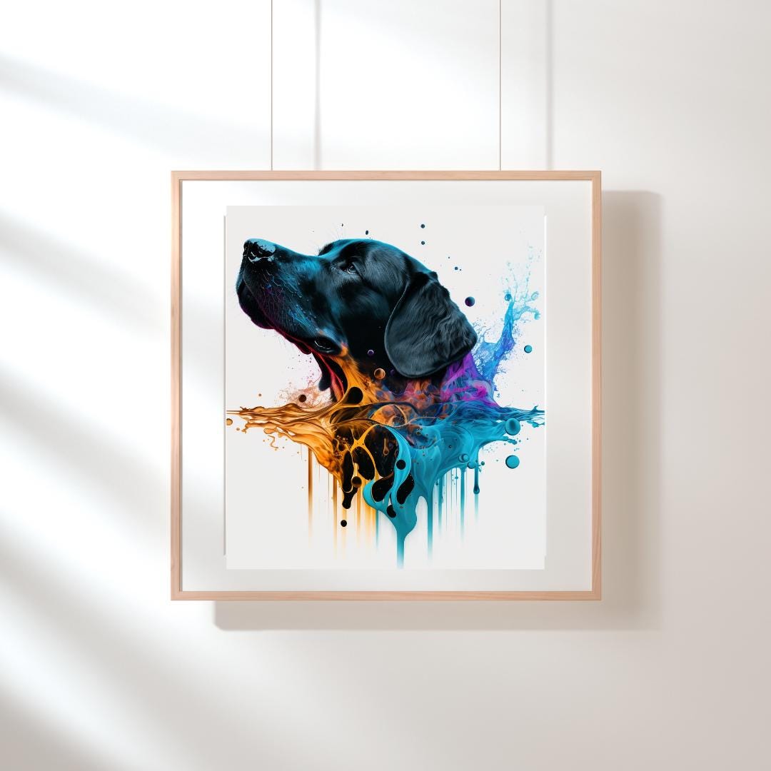 Black Lab Art Print: Abstract Labrador Retriever Painting (digital ...