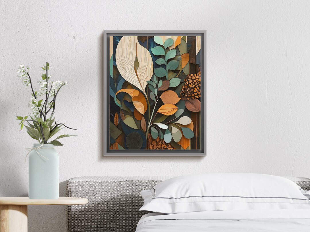 Botanical Print, Boho Wood Shapes Poster, Abstract Botanical Art, Earth ...