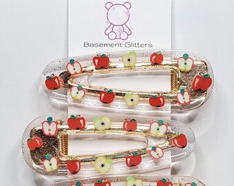 Apple Snap Hair Clips Pack of 2 Red - Etsy
