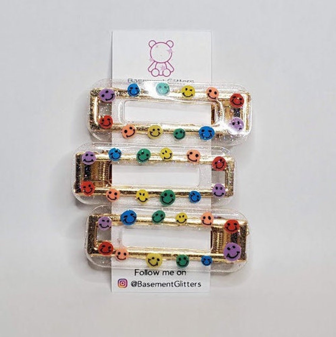 Rainbow Smiley Face Hair Clips - Etsy