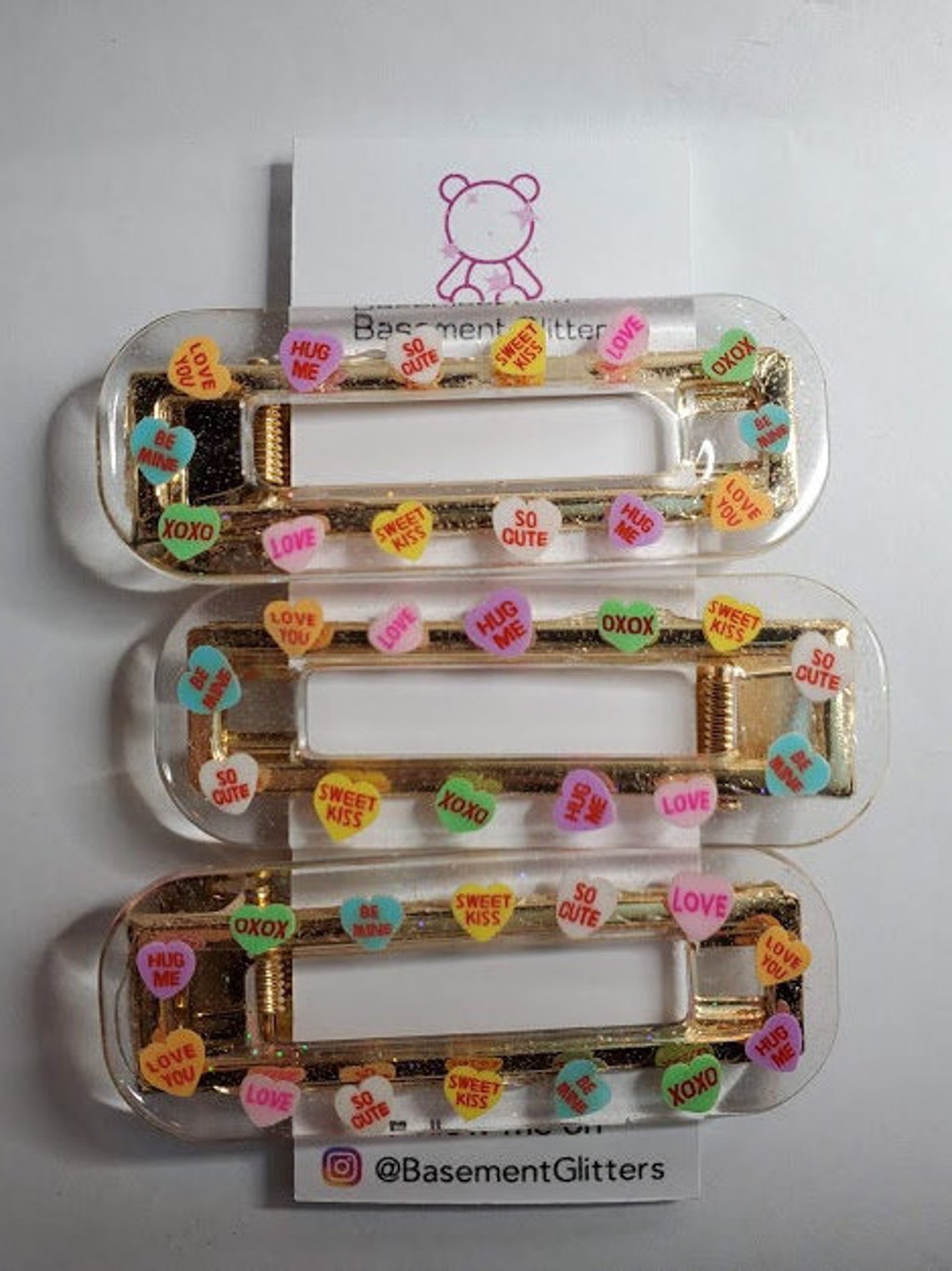 Mini Heart Candy Hair Clips - Etsy