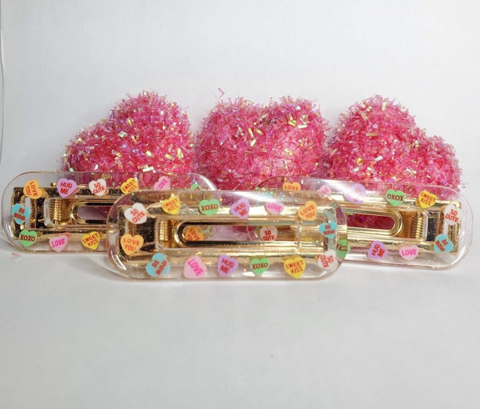 Mini Heart Candy Hair Clips - Etsy