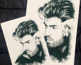 George Michael Black and White Print - Etsy