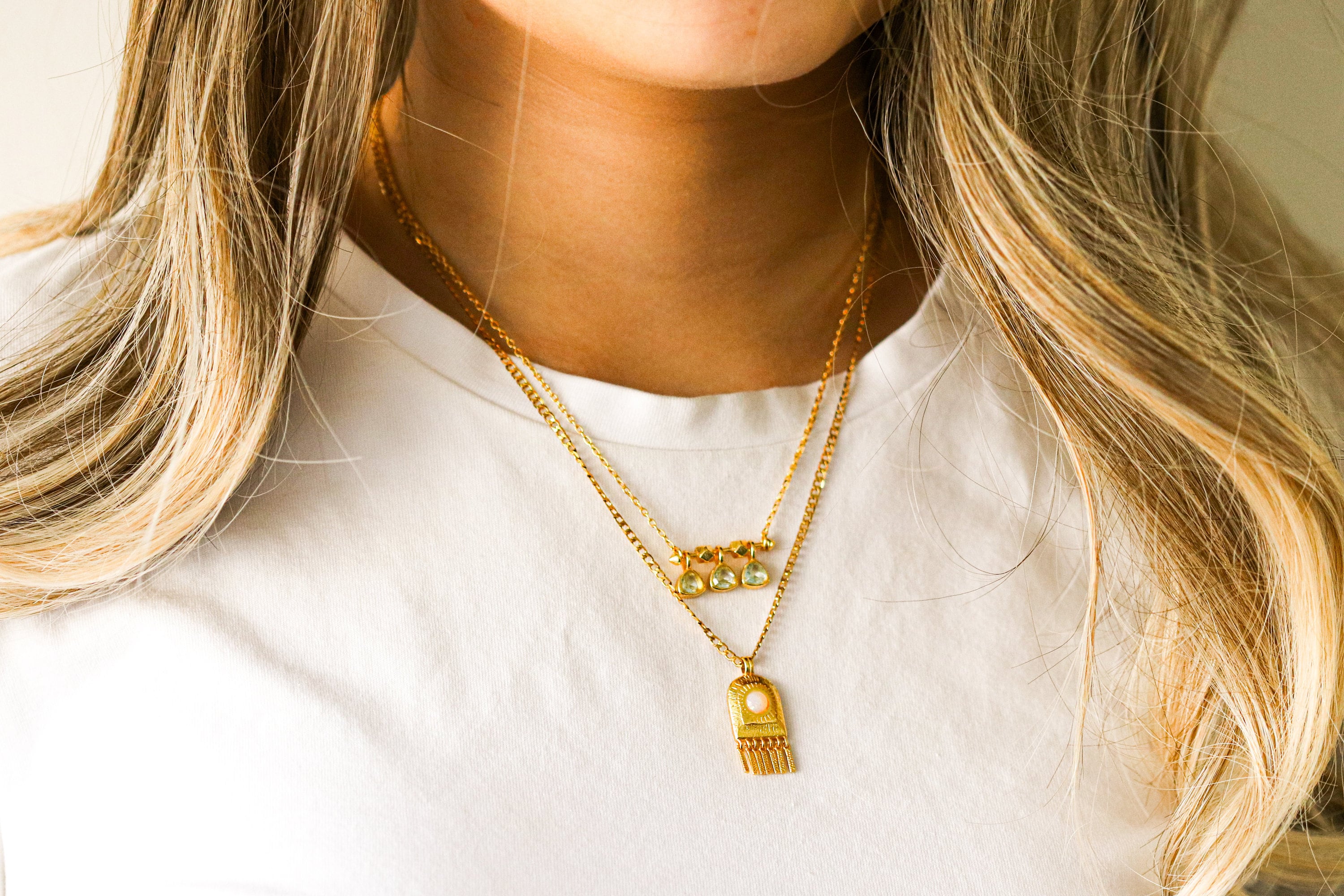 Sunburst Necklace Gold, Celestial Necklace Gold, Opal Necklace Gold ...