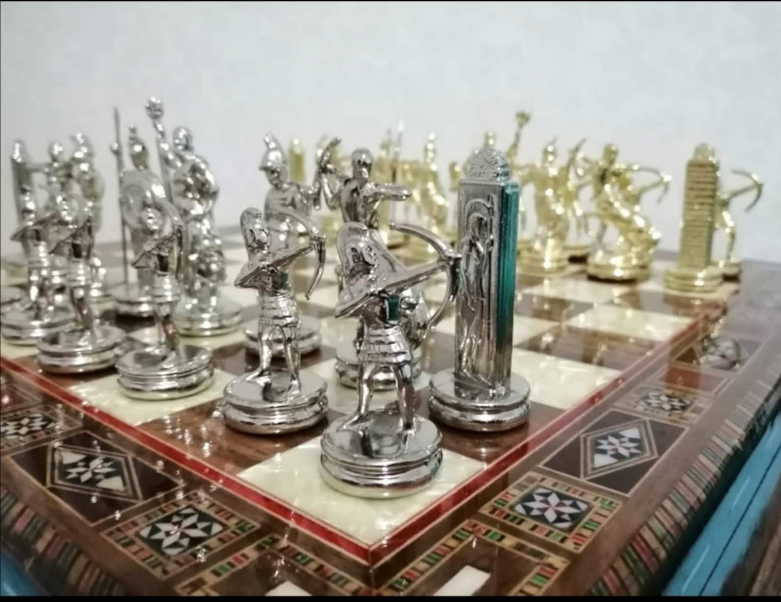 Mythological Chess Setunique Handmade Chess Inlaid Walnut - Etsy