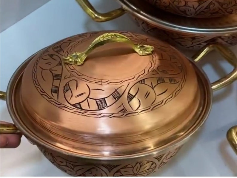 Hand Carved Copper Pots,handmade Copper Roasting Pots,thick Copper Pots ...