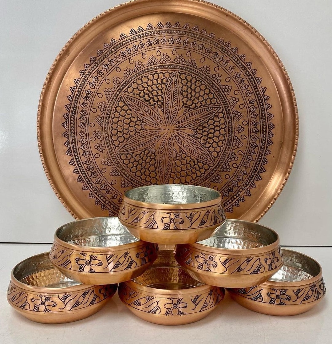 Copper Engraved Bowl,copper Serving Bowl,decorative Serving Bowl,food ...