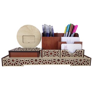 Customizable Wooden Clock Desktop Set, Pen,card Holder Special Design ...