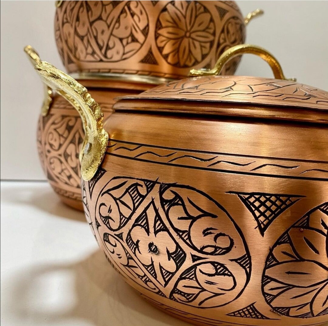 Hand Carved Engraved Casserole Pots Gorgeous Cookware | Etsy