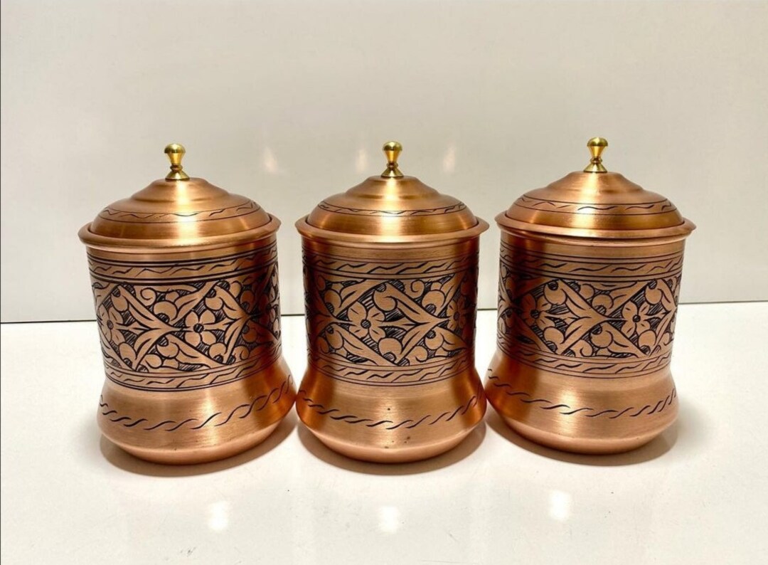 Copper Hammered Spice Rackturkish Handmade Copper Spice ,copper Luxury ...