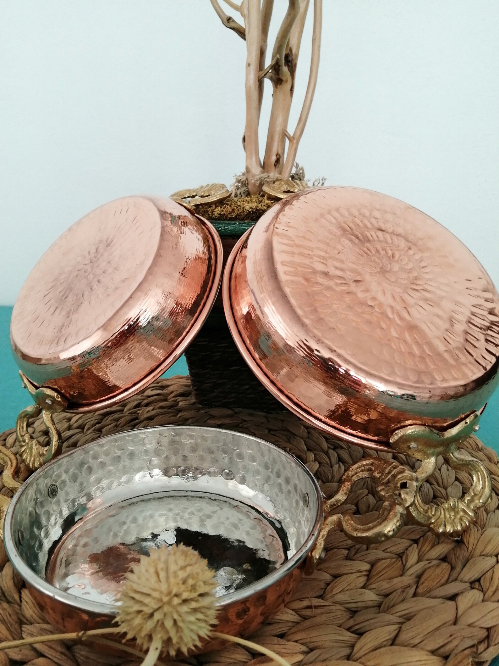 6 Piece Copper Pan Set Traditional Copper Pan Set Omelette | Etsy