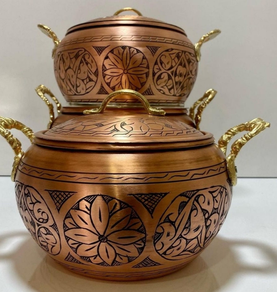 Hand Carved Engraved Casserole Pots Gorgeous Cookware | Etsy