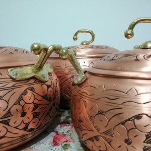 Hand Carved Engraved Casserole Pots, Gorgeous Cookware, Handmade Copper ...