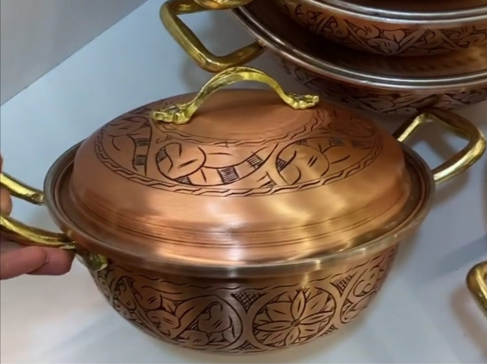 Hand Carved Copper Pots,handmade Copper Roasting Pots,thick Copper Pots ...