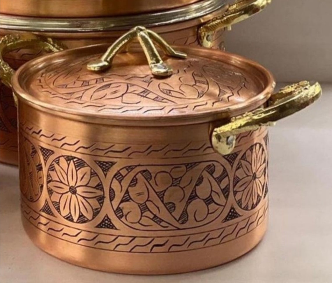 Handmade Carved Engraved Copper Pots | Etsy