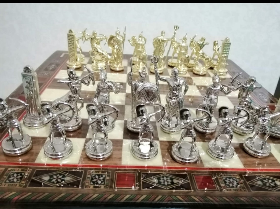 Mythological Chess Setunique Handmade Chess Inlaid Walnut - Etsy