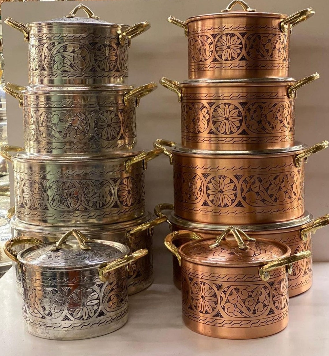 Handmade Carved Engraved Copper Pots | Etsy