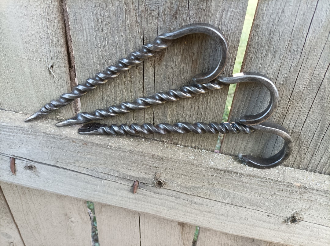 Hand Forged Twisted Hooks, Iron j Hooks, Hand Forged Hanging Hooks ...