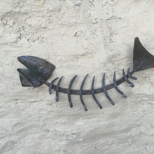 Hand Forged Fish Bone Hanger, Handmade Fish Skeleton Hanging Rack, Fish ...