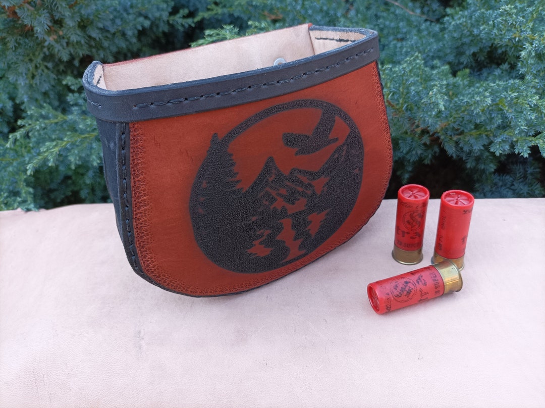 Handmade Decorated Shotgun Shell Pouch, Hand Sewn Leather Ammo Bag ...