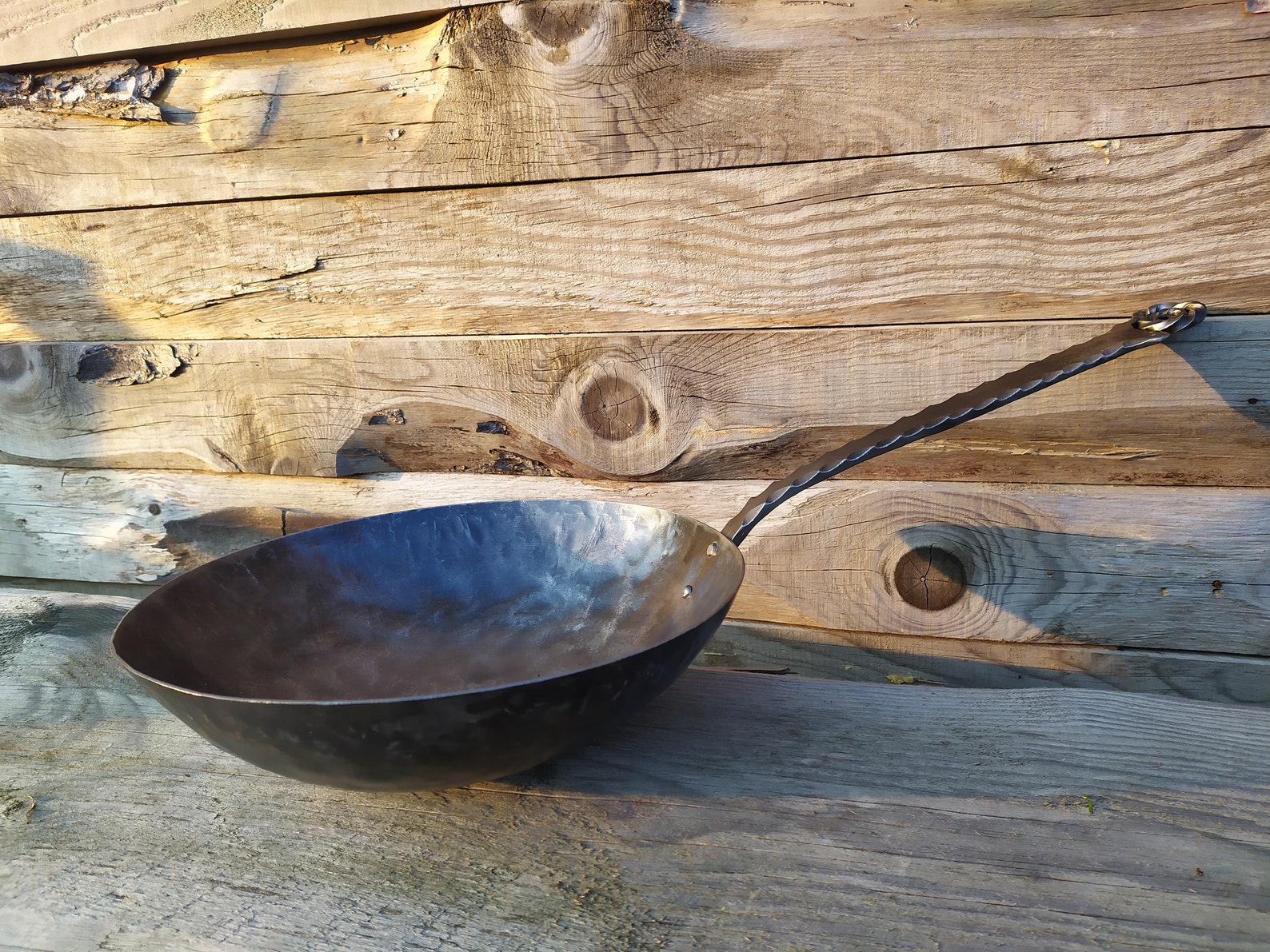 Hand Forged Wok Set Large Handmade Wok Pan Hand Forged - Etsy UK