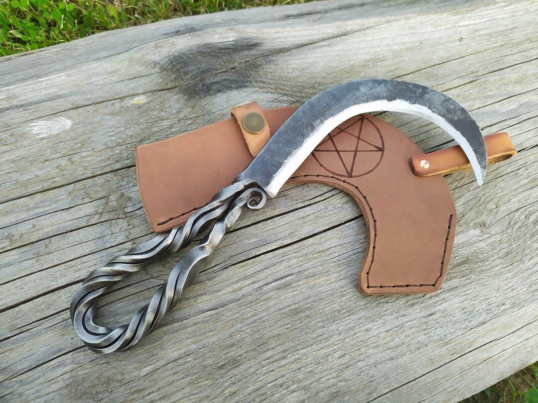 Hand Forged Witches' Sickle, Sickle and Belt Set, Hand Forged Boline ...