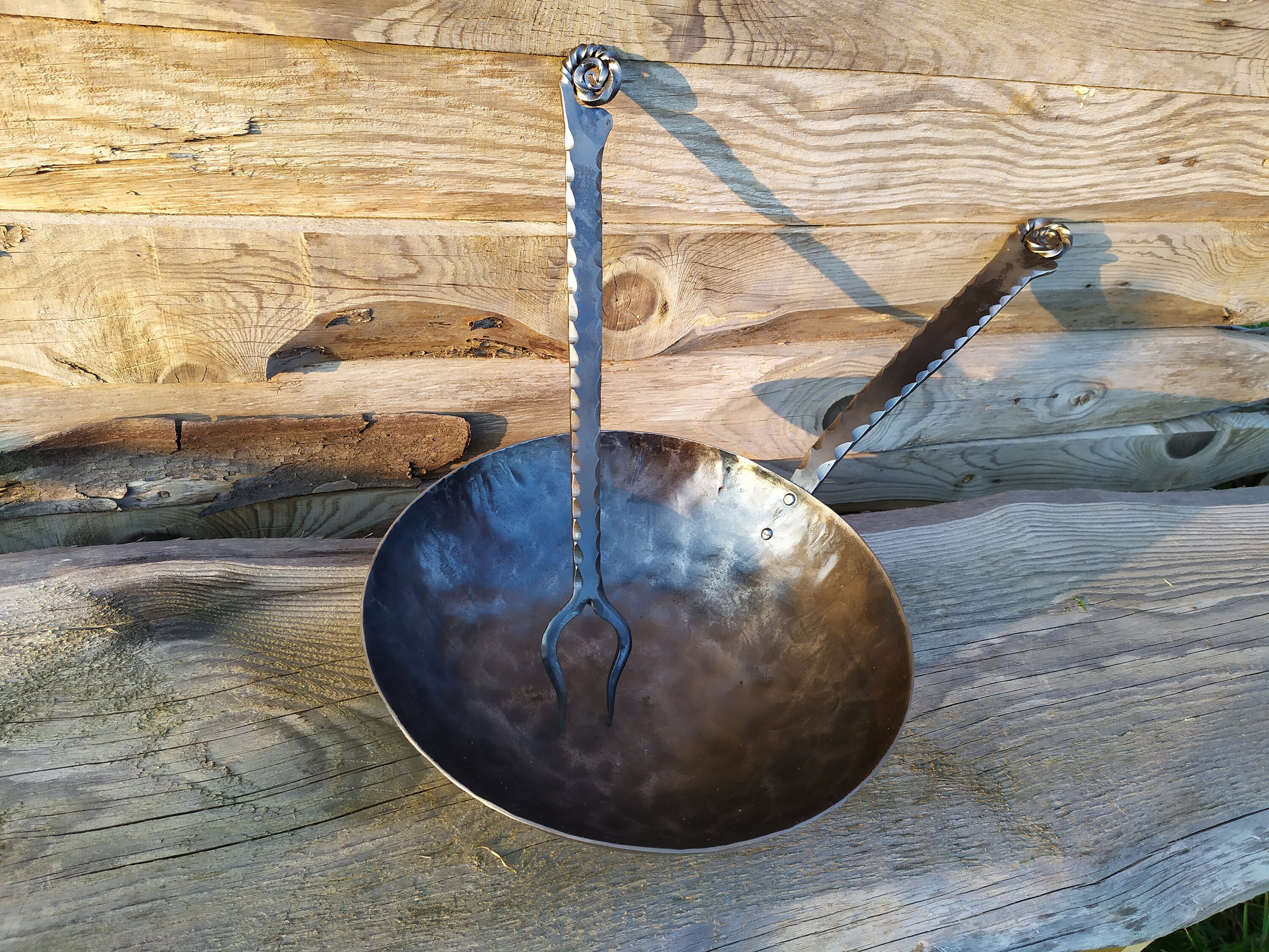 Hand Forged Wok Set Large Handmade Wok Pan Hand Forged | Etsy