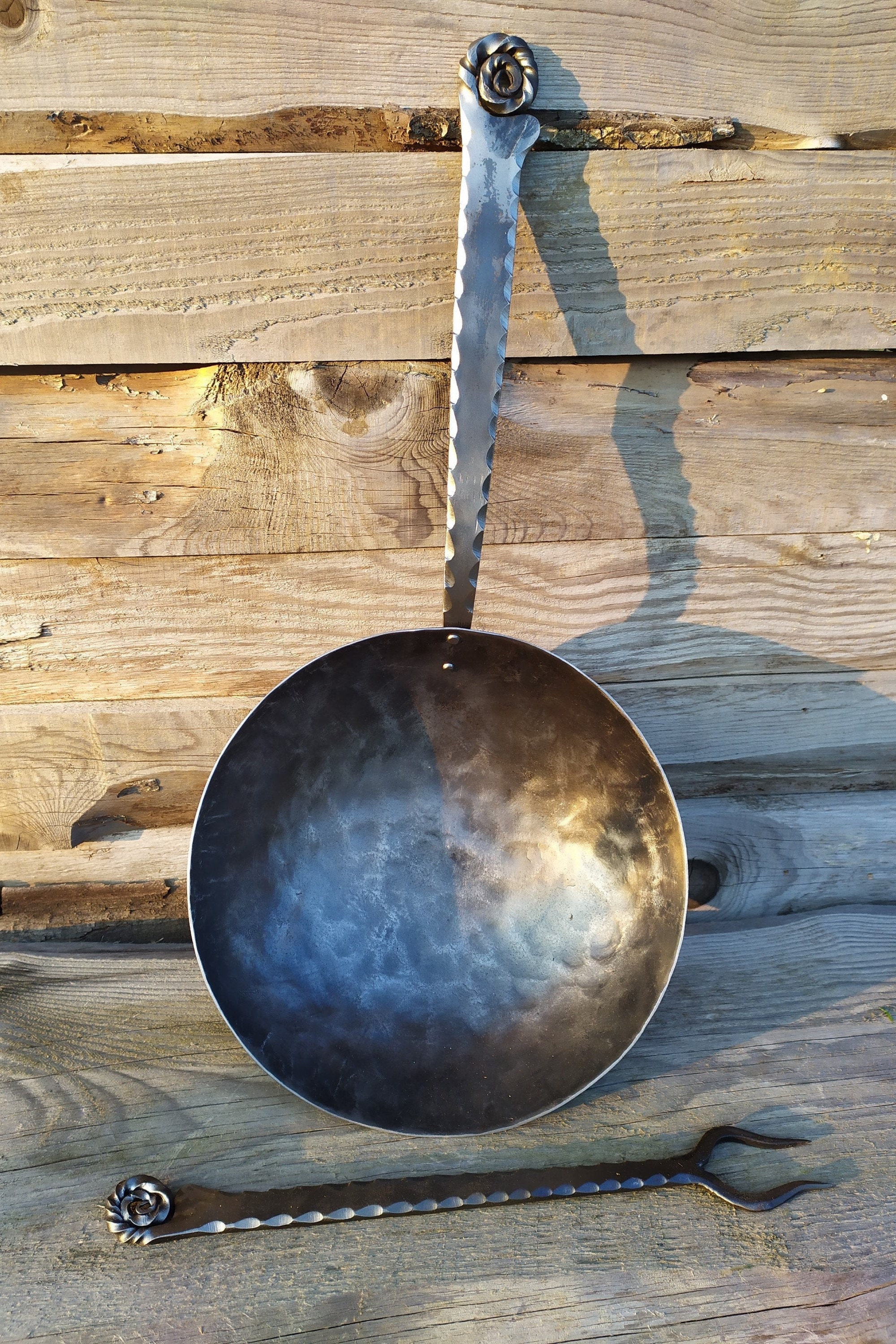 Hand Forged Wok Set Large Handmade Wok Pan Hand Forged - Etsy UK