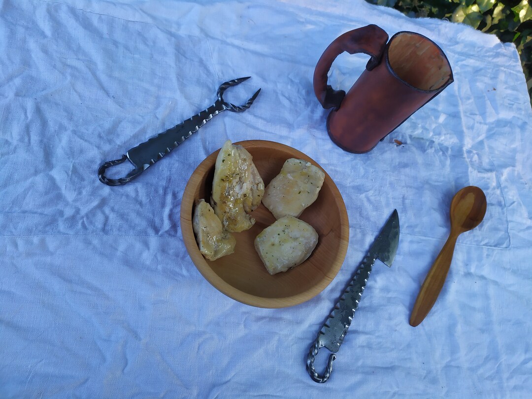 Historical Dining Set, Medieval Feasting Set, Fork Knife Spoon Bowl ...