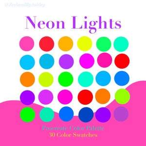Neon Procreate Color Palette, 30 Swatches, Instant Download - Etsy