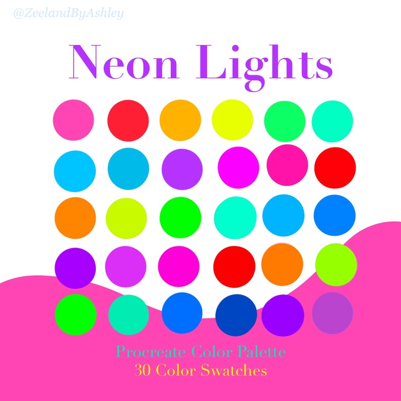 Neon Procreate Color Palette, 30 Swatches, Instant Download - Etsy