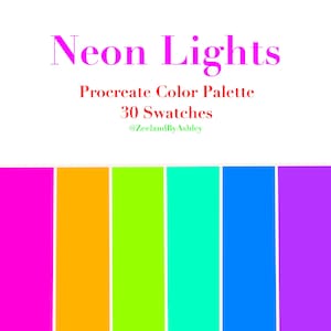 Neon Procreate Color Palette, 30 Swatches, Instant Download - Etsy