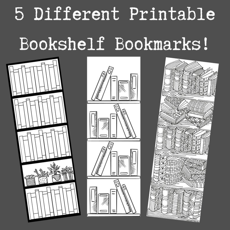 Set of 5 Printable Bookmarks, Bookshelves, Book Tracker - Etsy