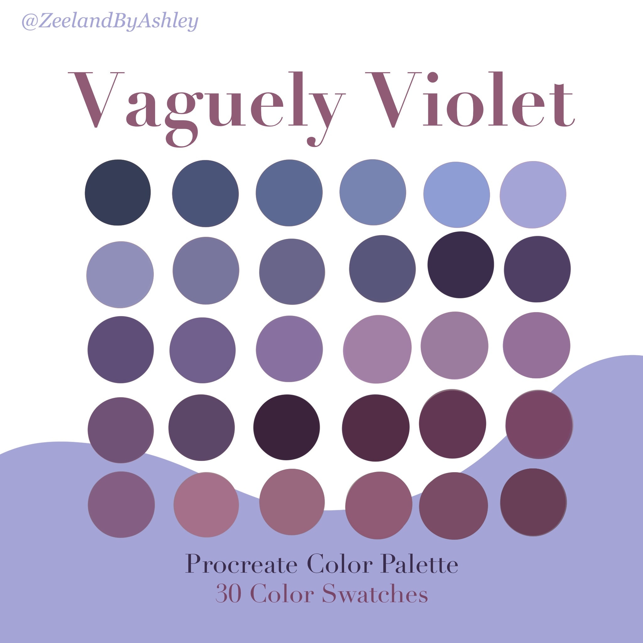 Violet/purple Procreate Color Palette, 30 Swatches, Instant Download - Etsy