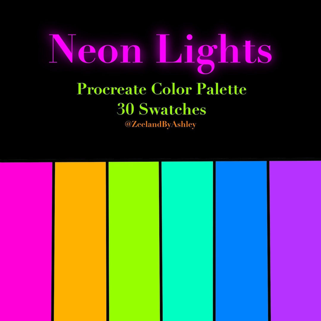 Neon Procreate Color Palette, 30 Swatches, Instant Download - Etsy