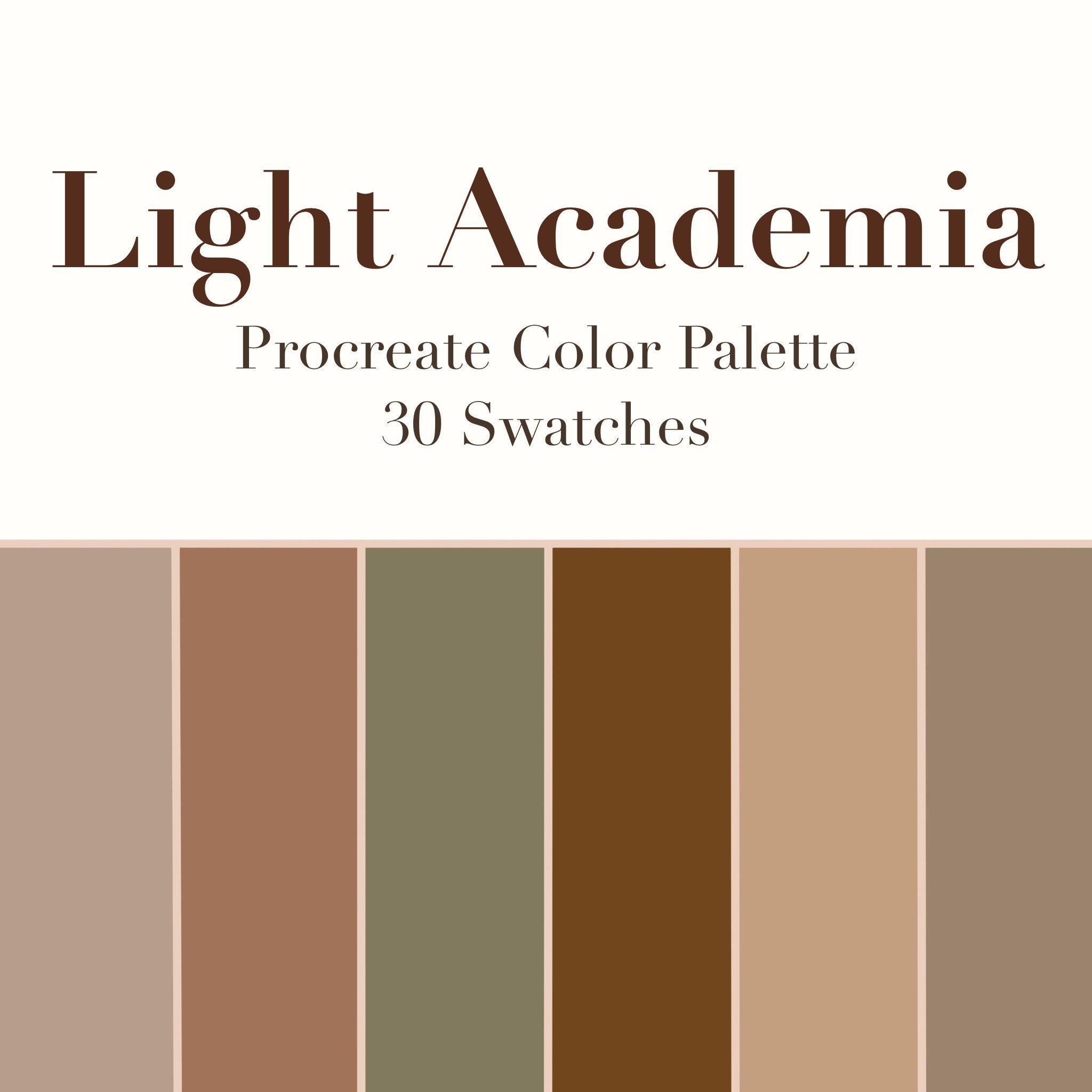 Light Academia Procreate Color Palette 30 Swatches Instant Download 