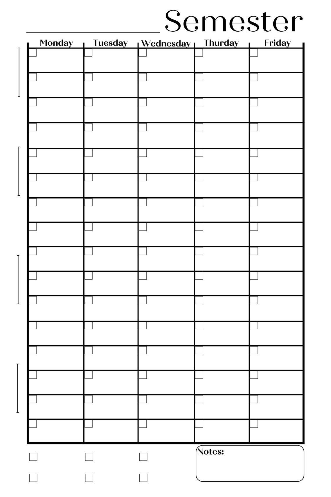 College Academic Semester Planning Poster (16 and 18 Week), Digital ...