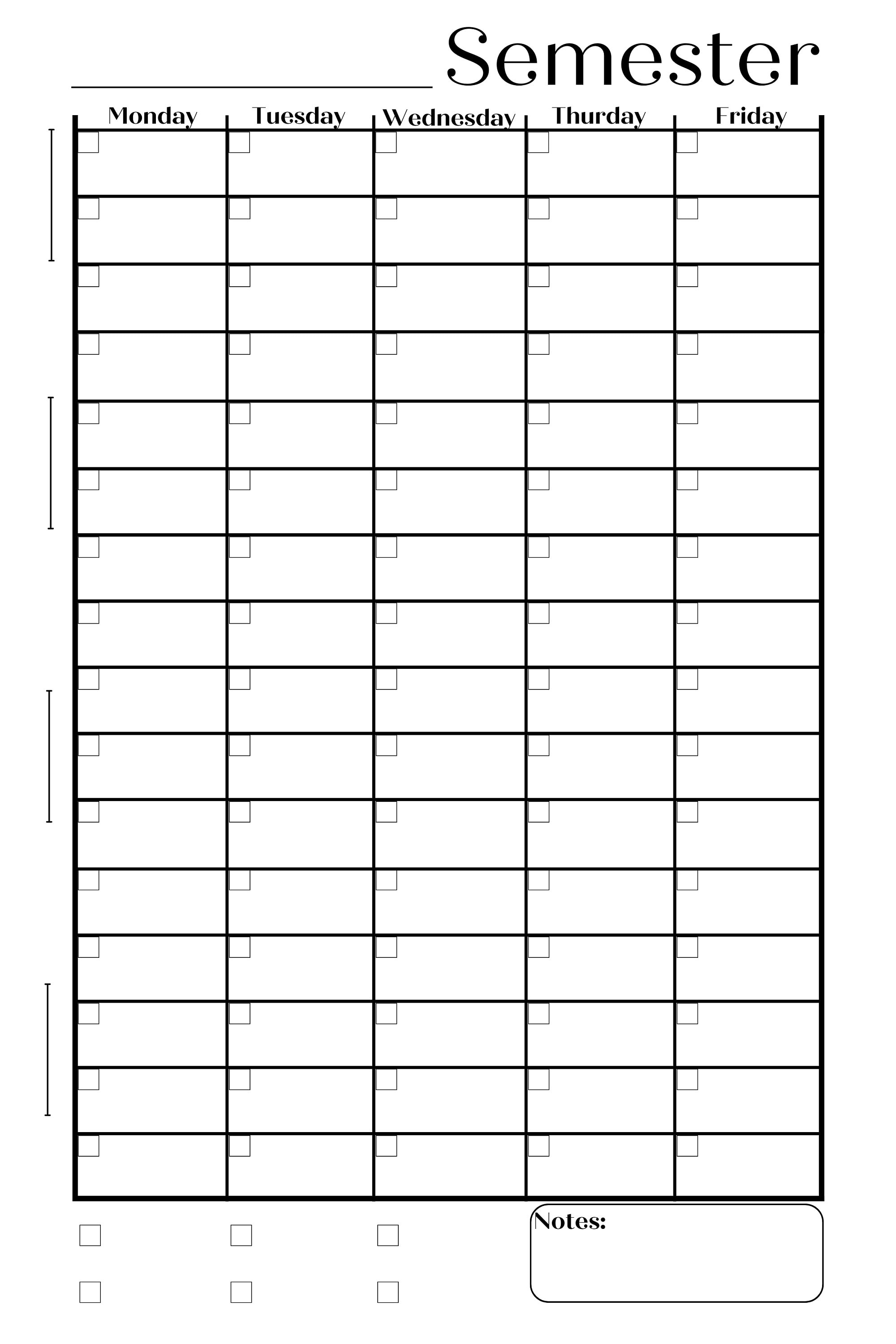 College Academic Semester Planning Poster (16 and 18 Week), Digital ...