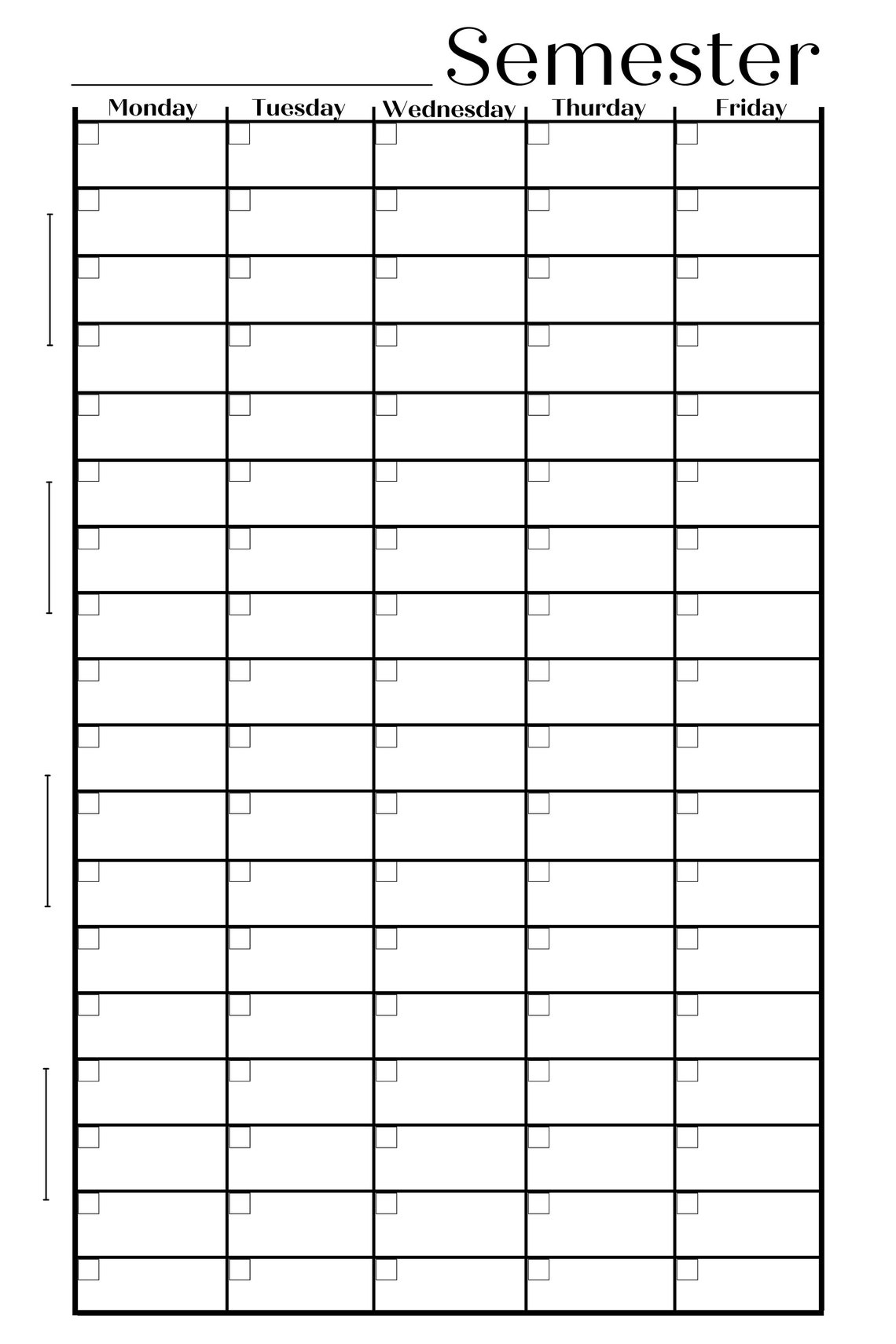College Academic Semester Planning Poster (16 and 18 Week), Digital ...