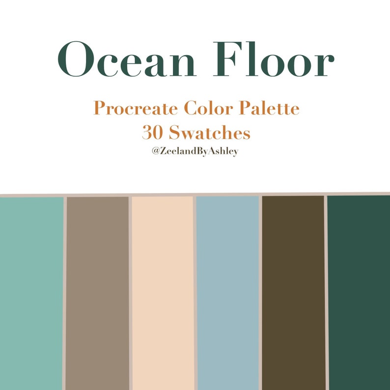 Ocean Inspired Procreate Color Palette, 30 Swatches, for iPad App - Etsy