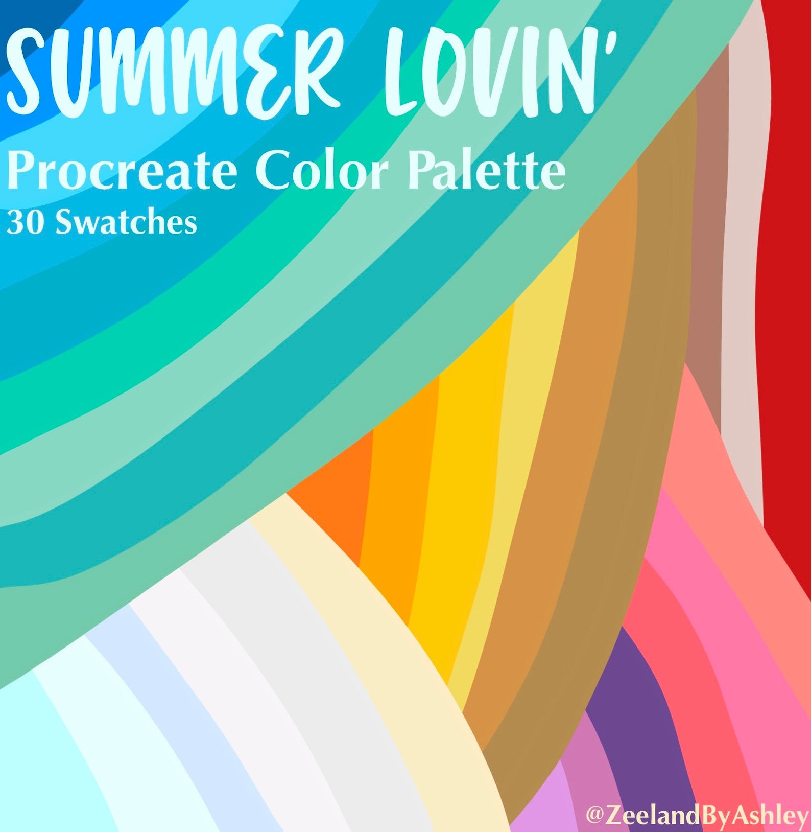Summer Lovin’ Procreate Color Palette, 30 Swatches, Bright Colors ...