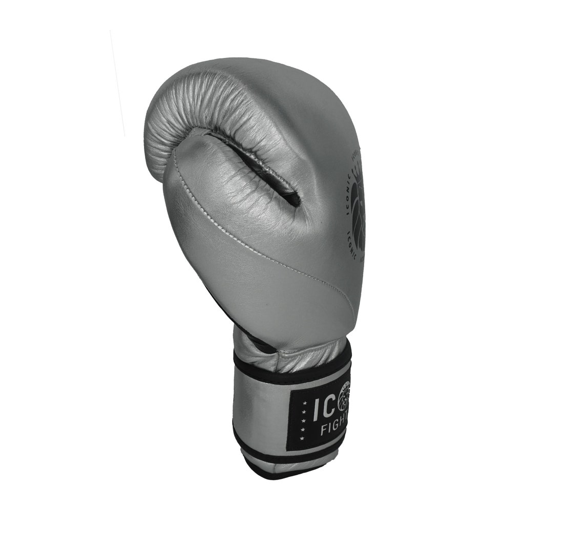 SILVER Boxing Gloves, One of a Kind, Genuine Leather Gloves for Boxing ...