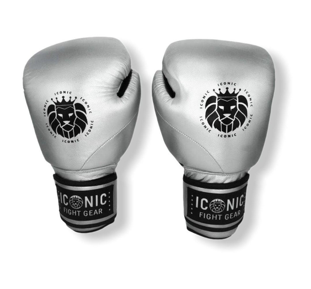 SILVER Boxing Gloves, One of a Kind, Genuine Leather Gloves for Boxing ...
