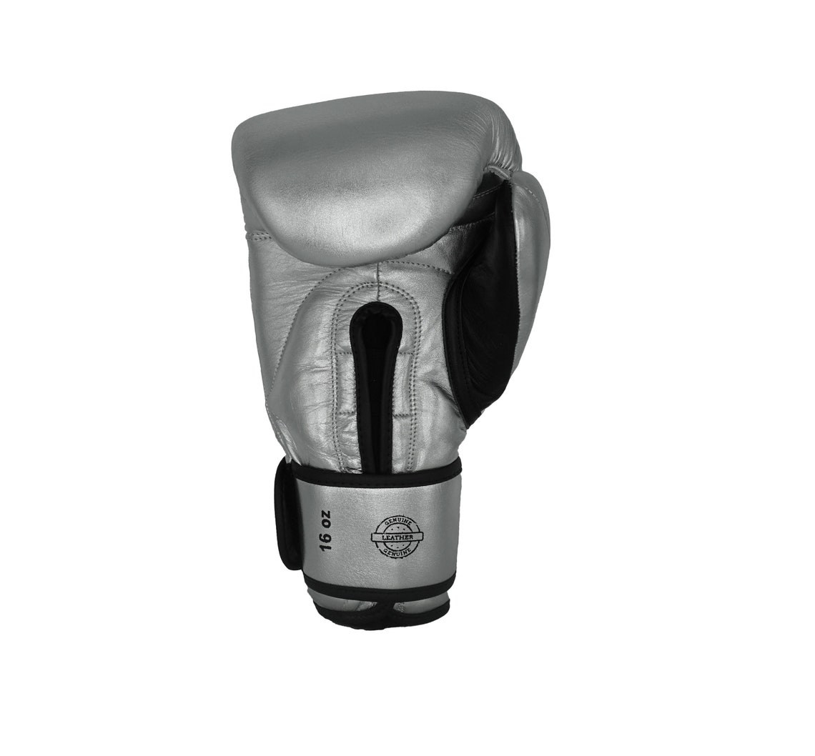 SILVER Boxing Gloves, One of a Kind, Genuine Leather Gloves for Boxing ...