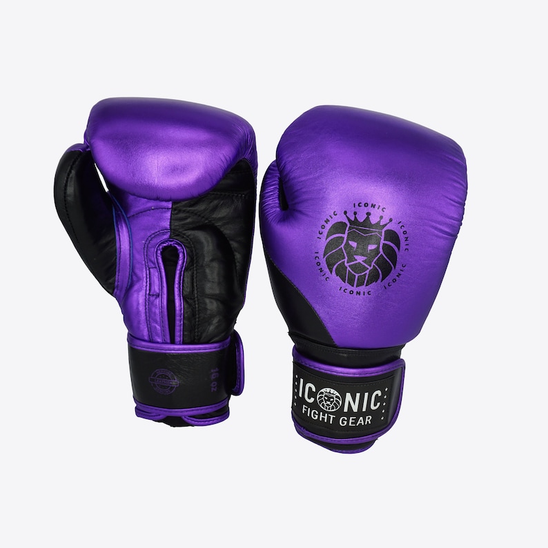 Purple / Black Boxing Gloves, One of a Kind, Genuine Leather Gloves for ...