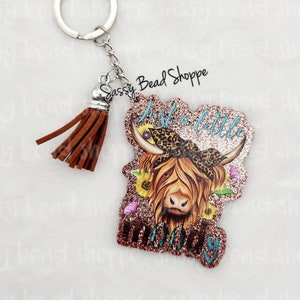 Just A Little Moody Glitter Keychain, Cowgirl Keychain and Tassel ...