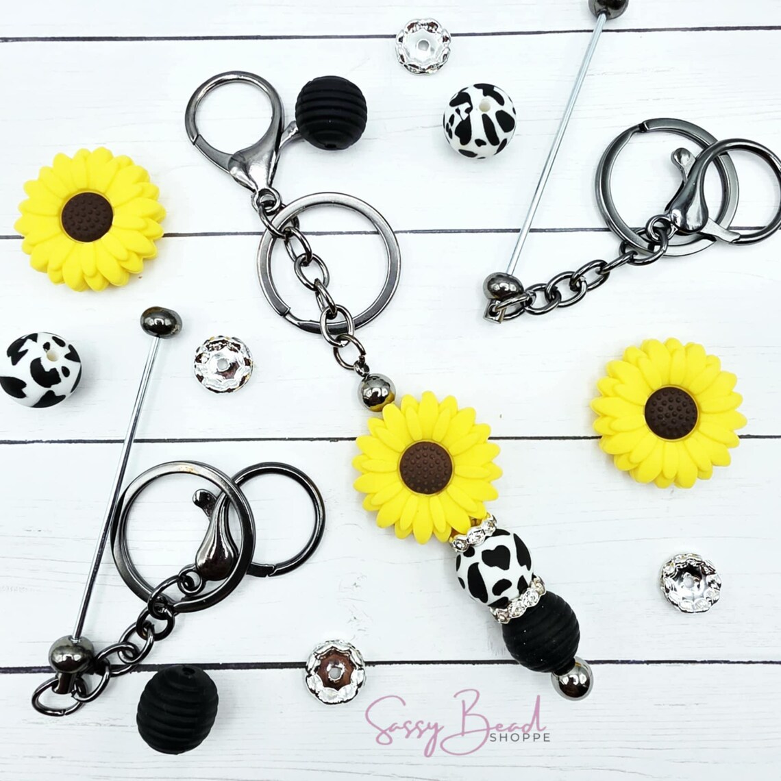 Sunshine Keychain Kit, Sunflower Beadable Key Chain, Flower Beaded ...