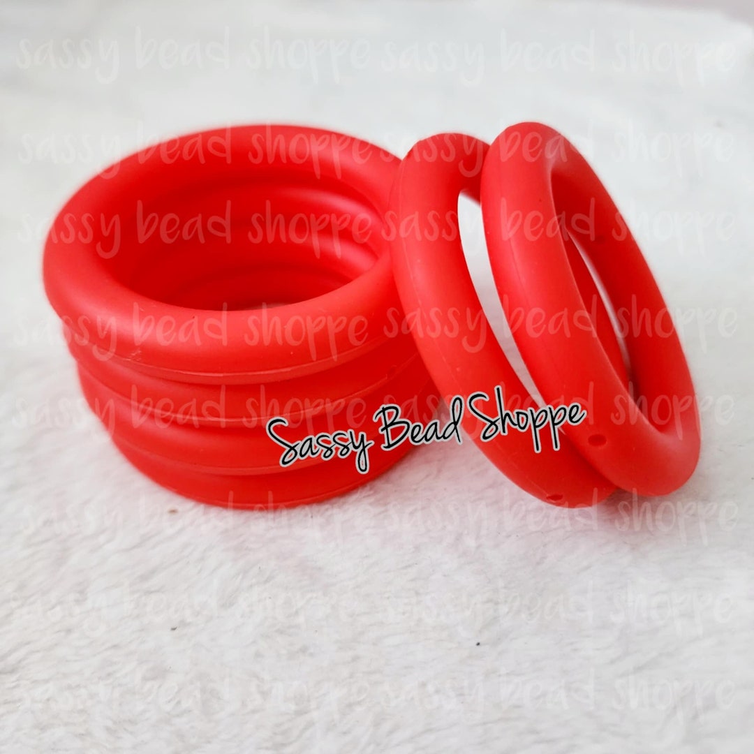 65mm Red Silicone Ring, Round Silicone Loop, Beadable O Rings With 2 ...