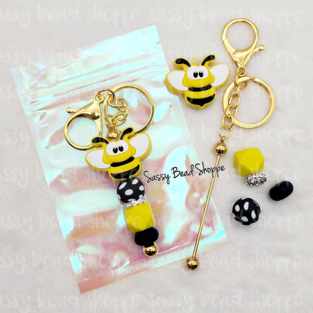 Buzzin Keychain Kit, Bumblebee Beadable Key Chain, Bubble Bee Beaded ...