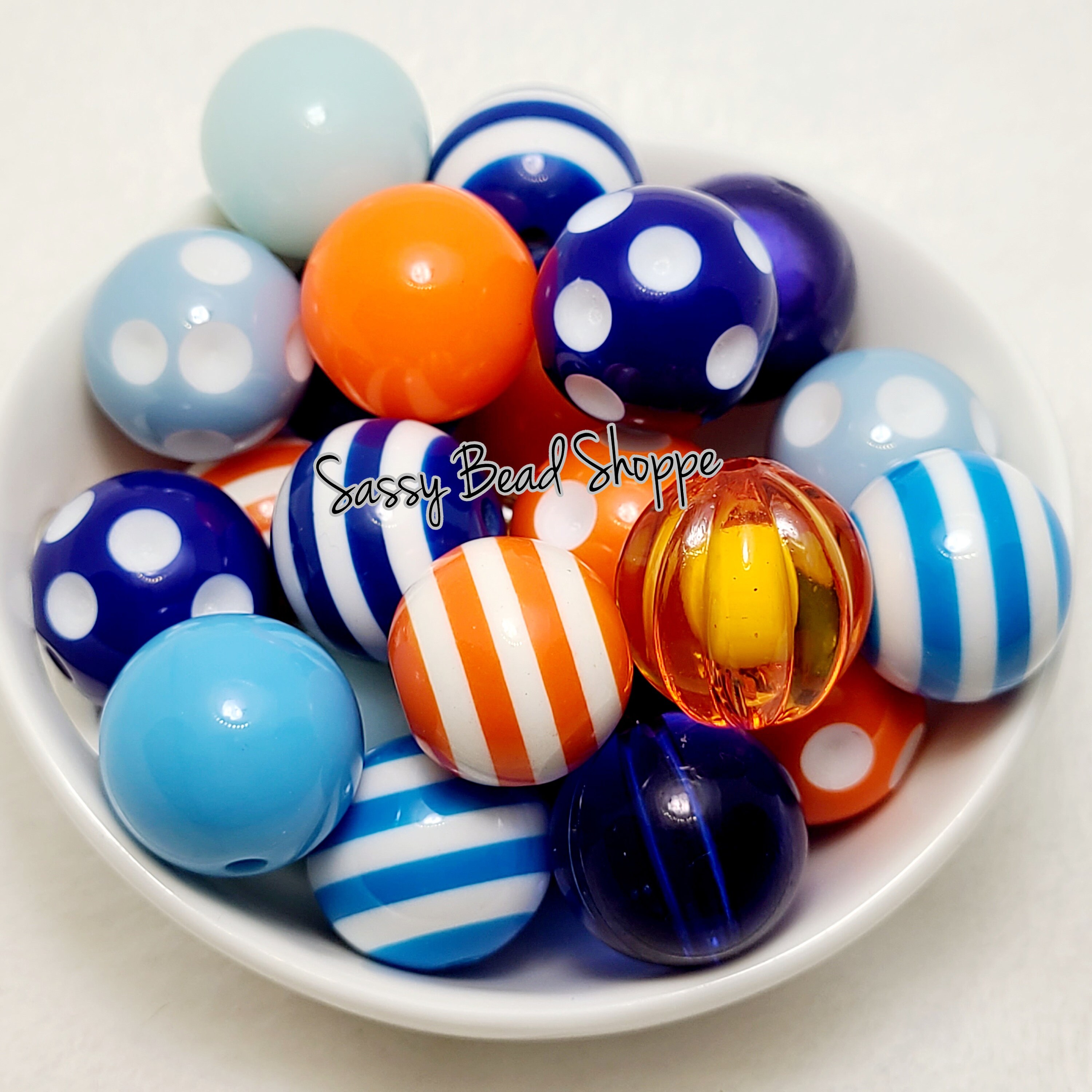 Buck Em Broncos 20mm Bubblegum Beads Set of 24 M&M Bubbles | Etsy